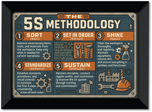 5S Methodology Lean Workplace I Industrial I Factory Wall Poster / Fra ...
