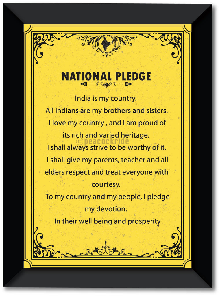National Pledge of India Wall Poster / Frame – Peacockride