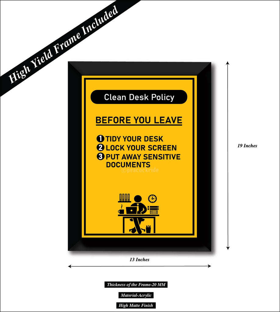 Clean Desk Policy I Office I Factory I Wall Poster / Frame – Peacockride