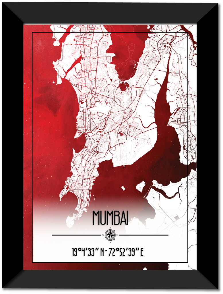 Mumbai Map Wall Poster / Frame – Peacockride
