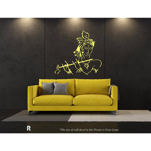 Cute Young Krishna with Flute Wall Decal – Peacockride